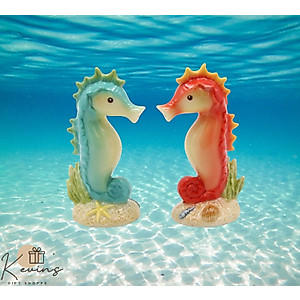 Cosmos Gifts 20784 Fine Porcelain Seahorse Salt and Pepper Shakers Set, 4" H
