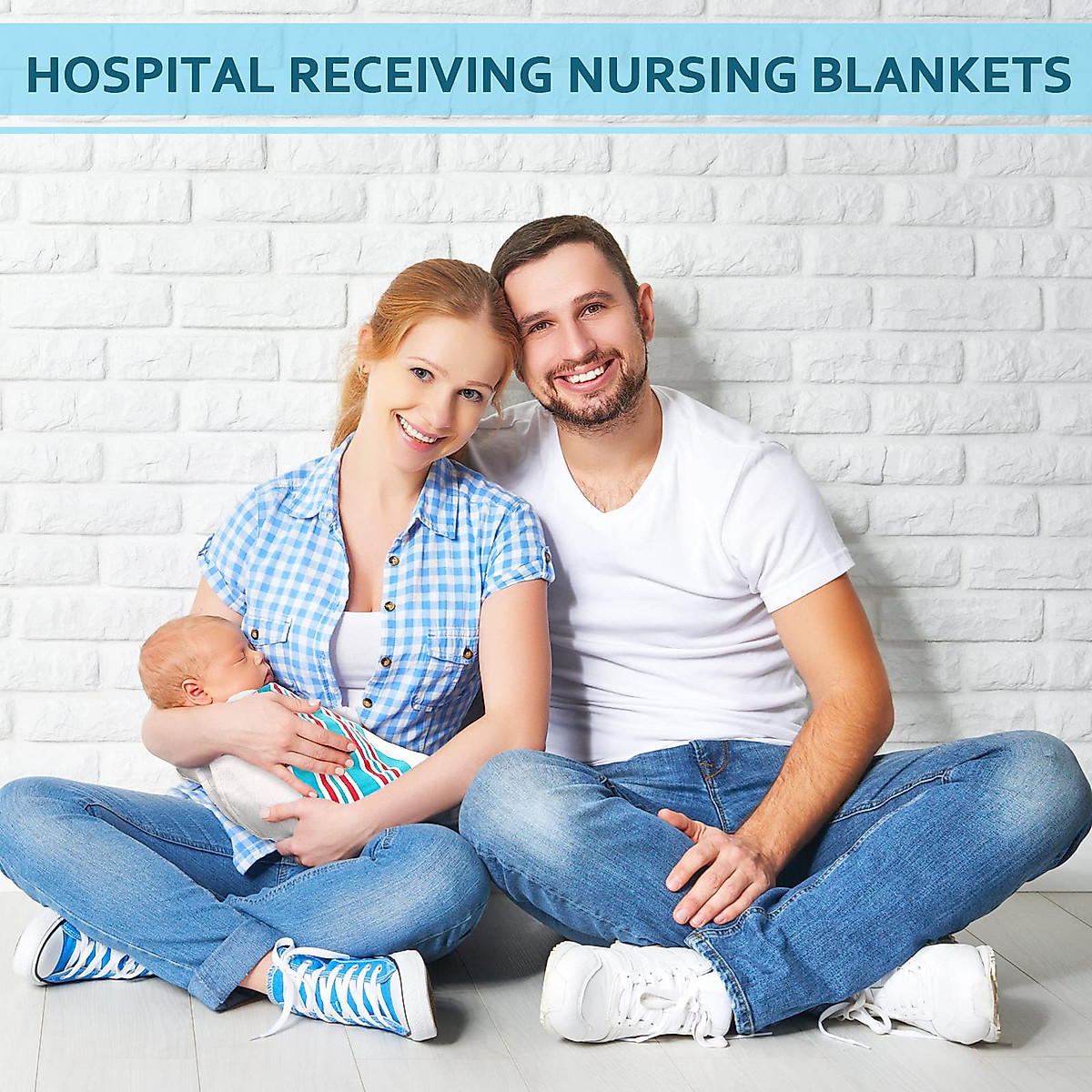 Remerry 8 Pcs Receiving Blanket, 30 x 40 Inch Hospital Blankets 100% Cotton Flannel Soft Warm Swaddle Blankets for Unisex Girl Boy Baby Newborn, Swaddle Newborn Wrap Flannel Receiving Blankets