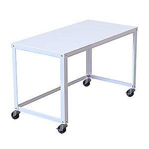 Office Dimensions 21647 White RTA 48" Wide Mobile Metal Desk Workstation Home Office Collection