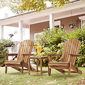 Mederra Wooden Folding Adirondack Chair, Half Pre-Assembled Outdoor Wood Patio Lounge Chair for Lawn Backyard Deck Pool Beach Firepit