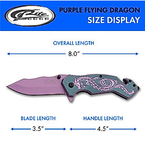 SZCO Supplies 7.75" Purple Flying Dragon Assisted Open Rescue Utility Folding Knife