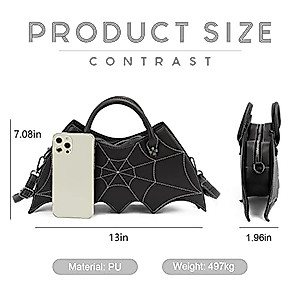 LUI SUI Womens Black Bat Wing Tote Purse Shoulder Bags Holloween Bat Spider Web Crossbody Bags For Girls