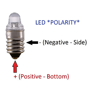 Sci-Supply Miniature LED Flashlight Bulbs, 3 Volt Mini Lamps, Cool White, E10 Small LED Bulbs, Pack of 5