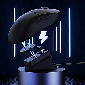 MOSHOU Mouse Wireless Charger Station Compatible with Logitech G Pro X Superlight G903h G703h G502 Lightspeed Razer DeathAdder V2 Naga Viper Basilisk Ultimate Gaming Mice Mouse Dock Station