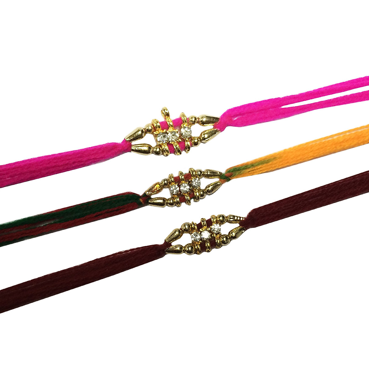 Set of Three 3 Stone Red Color Rakhi, Gift Rakhi Thread. Raksha bandhan Gift for Your Brother Vary Color and Multi Design