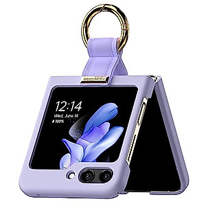 GOOSPERY Goosepry Ring Holder Case Compatible with Galaxy Z Flip 5 Case, Slim Thin Solid Pastel Sturdy Hard PC for Extra Protection Case for Z Filp5 5G 2023, Lilac Purple