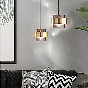 DULAB Nordic Mini Hanging Chandelier Lamp, Glass Pendant Light Fixtuers Modern Gold Drop Ceiling Lamp, Bedroom Bedside Restaurant Cafe Bar Suspension Lighting Fitting, E27/E26 Socket Suspension Lights