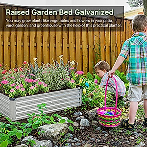 HANPIU Raised Garden Bed 2 Pack Galvanized Raised Garden Beds Outdoor for Vegetables Herbs Gardening Flowers Bed Raised Planter Box - Metal Raised Garden Bed Kit Small - 4x1.5x1ft