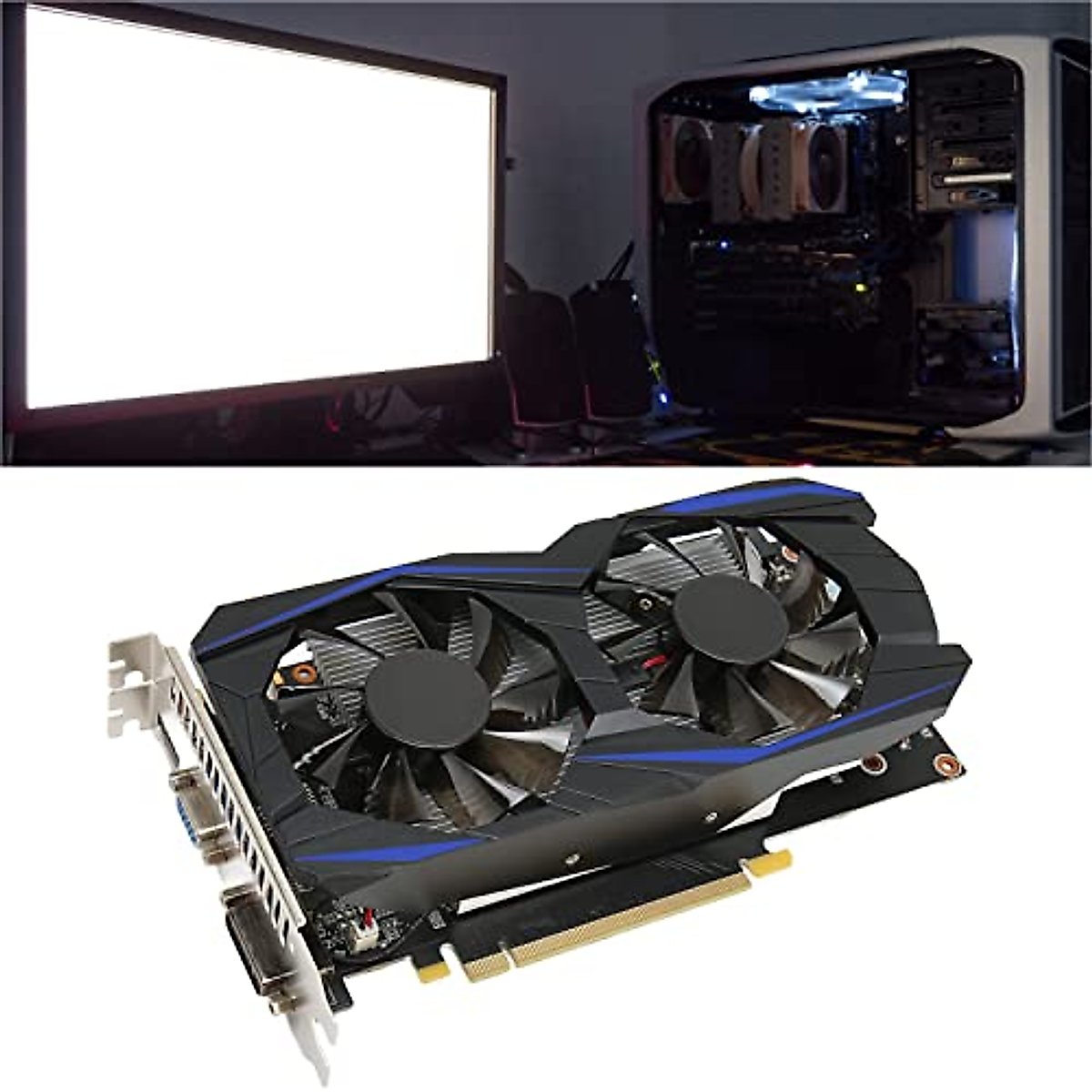 PUSOKEI GTX550Ti Graphics Card, 6GB 192BIT GDDR5 PCI E 2.0 Gaming Graphics Card, Support DirectX11, 3D Stereo Display, Dual Fan HD MI VGA DVI Graphics Card for Gaming PC