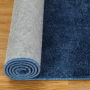 COZYLOOM Large Area Rug, 9x12 Modern Shag Rug Soft Fluffy Large Shaggy Rug for Living Room Bedroom Thick Indoor Carpet Dorm Kids Room Indoor Home Decorative Non-Slip Plush Furry Fur Area Rugs, Navy