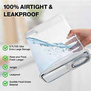 OSTBA APPLIANCE 4 PCS Food Storage Container 3.7L, Cereal Storage Containers with Lid Airtight, Clear Plastic BPA Free Kitchen Storage Containers for Flour, Oats, Careal Dispenser with Labels