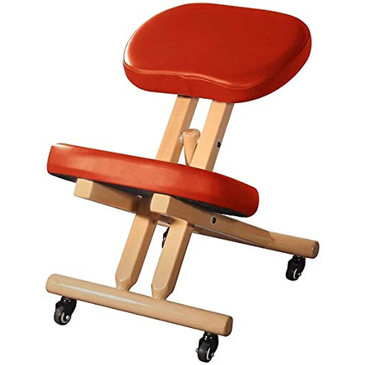 Master Massage Wooden Posture Kneeling Chair, Adjustable Stool for Home and Office -Cinamon