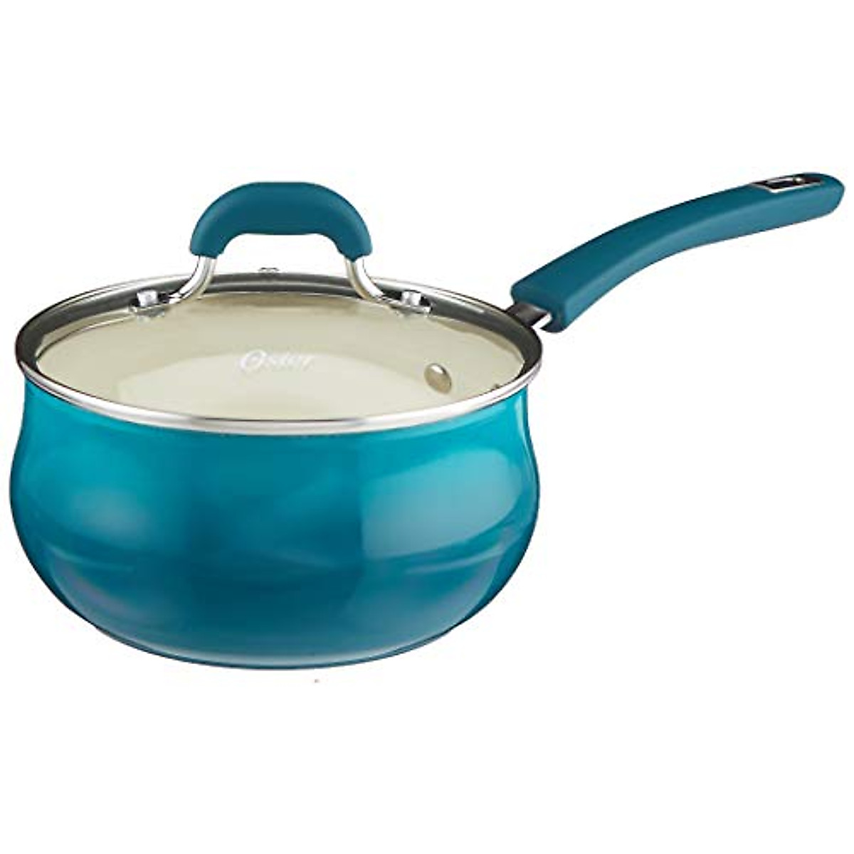 Oster Corbett Forged Aluminum Sauce Pan W/Lid-Ceramic Non-Stick-Induction Base-Soft Touch Bakelite Handle, 3 Qt, Gradient Teal