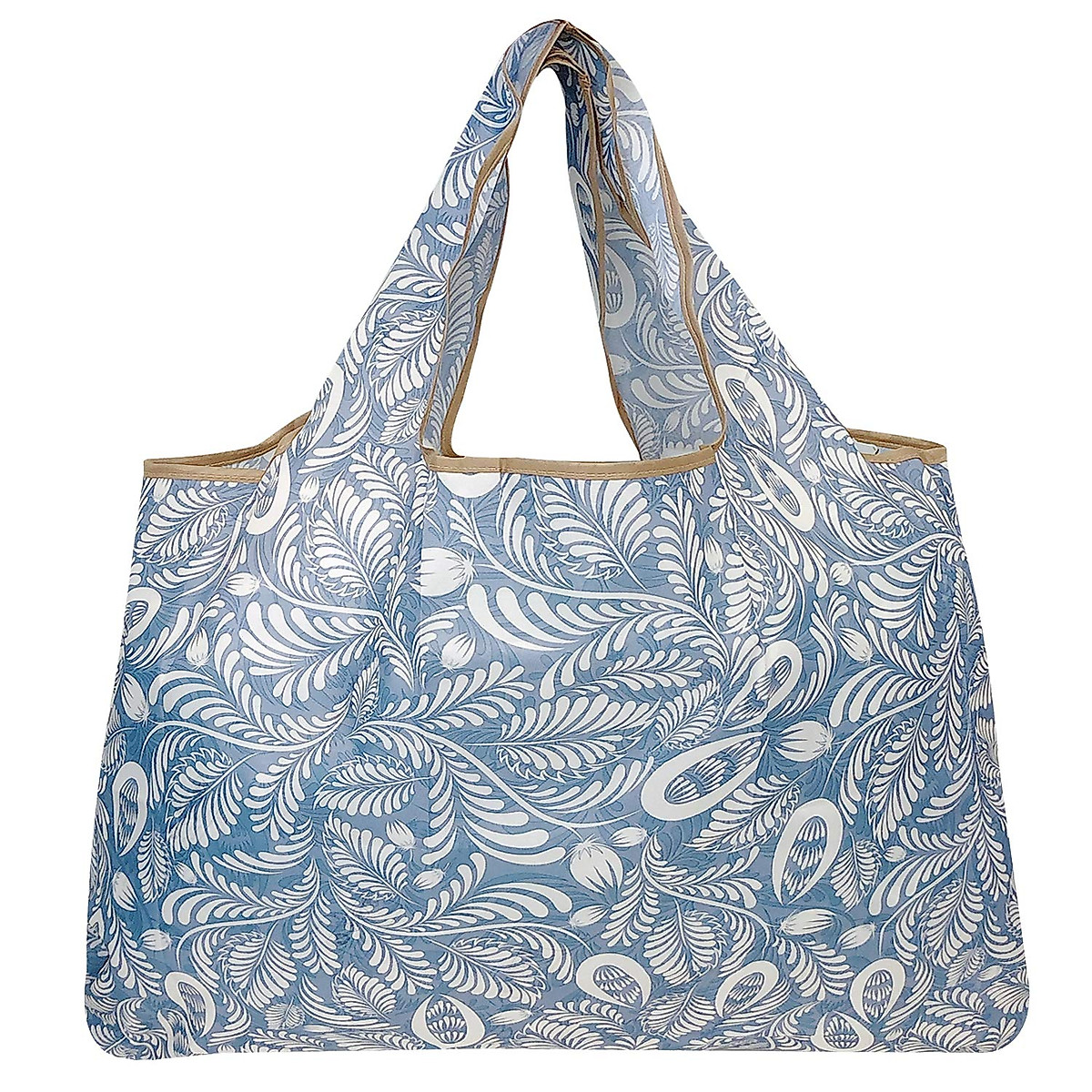 allydrew Large Foldable Tote Nylon Reusable Grocery Bags, 5 Pack, Carefree Paradise