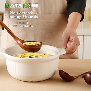 NAYAHOSE Wooden Soup Ladles,Wooden Spoons For Cooking, 3 Pcs Wooden Utensils for Cooking, Wooden Ladle,Natural Teak Wood Cooking Spoons,Kitchen Utensils set