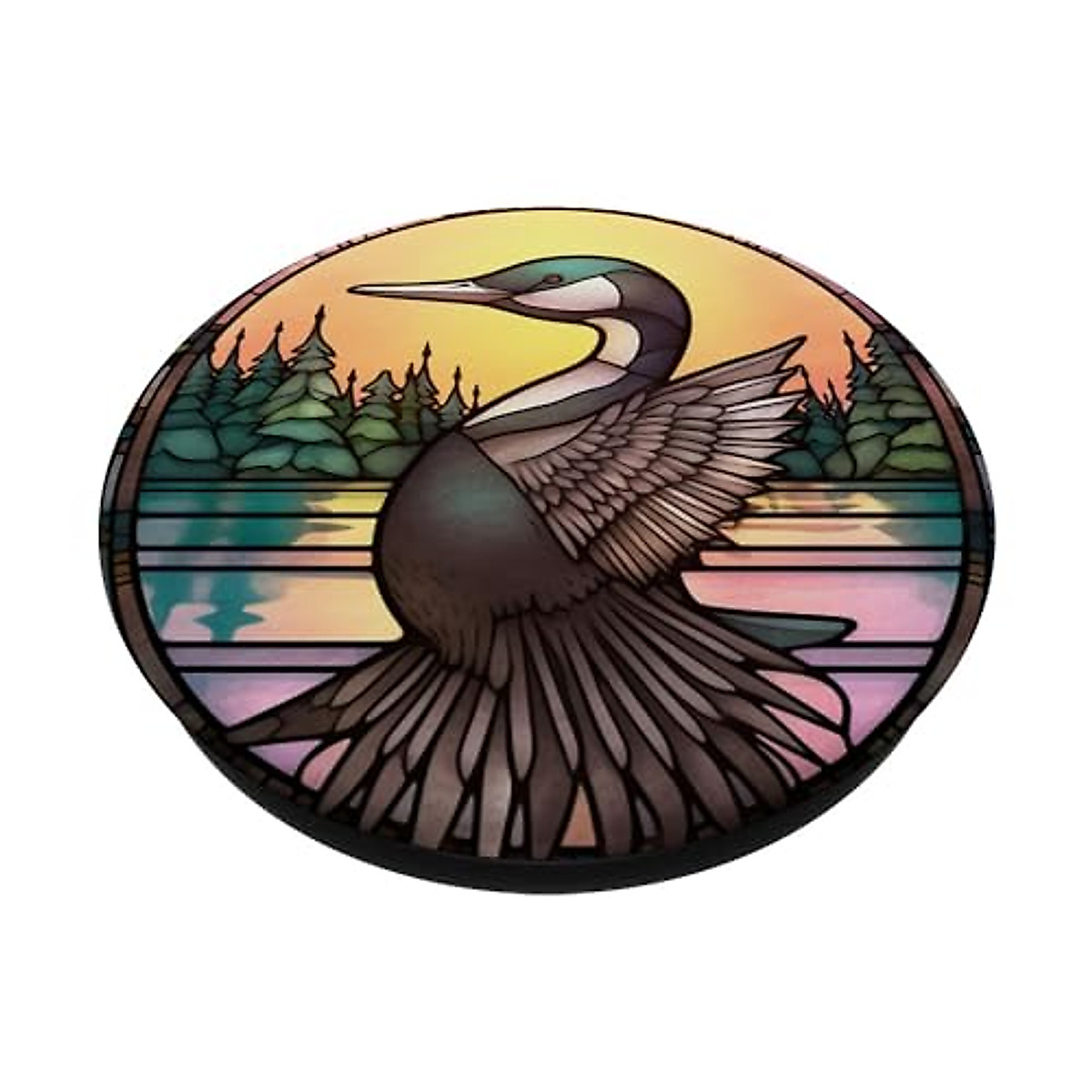 Loon Bird Stained Glass PopSockets Standard PopGrip