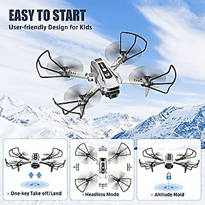 TOPRCBOXS S2 Mini Drone for Kids with 1080P HD Camera, FPV Quadcopter Cool Toys Gifts for Boys Girls, Foldable Drones with Altitude Hold, Gravity Control, 3D Flips, Headless Mode, and 2 Batteries