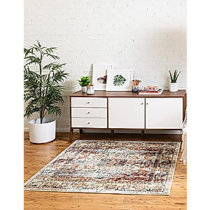 Unique Loom Isabella Collection Area Rug - Adjani (7' 10" Square, Ivory/Beige)