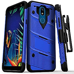 ZIZO Bolt Series LG K40 Case | Military-Grade Drop Protection w/ Kickstand Bundle Includes Belt Clip Holster LG Harmony 3 Blue