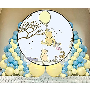 STK Winnie The Pooh Balloon Arch Classic Teddy Bear Boys 1st First Birthday Party Baby Shower Decorations Kit Pastel Yellow and Dusty Blue Balloons for Boy Garland Vintage Globos Para Winne Props Kits