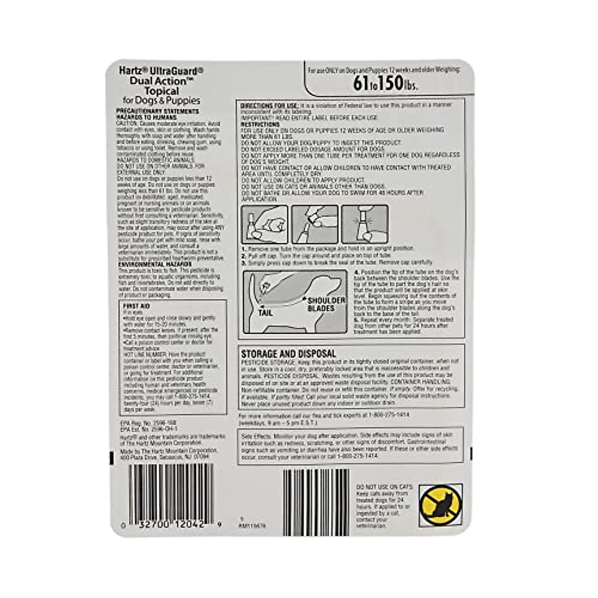 Hartz UltraGuard Dual Action Flea & Tick Topical Dog Treatment and Flea and Tick Prevention, 6 Months, 60+ Pound Dogs
