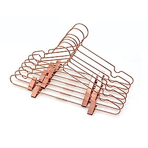 10Pack Koobay 17" Metal Hook Wire Rose Gold Copper Hangers with Clips Clothes Stroage Coat Hangers