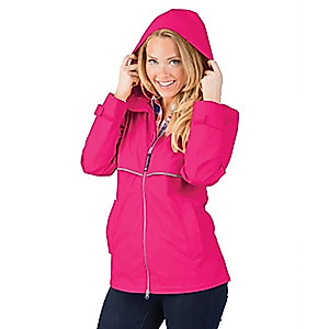 Charles River Apparel Women's New Englander Waterproof Rain Jacket, Hot Pink Reflective, XL