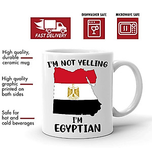 Funny Egypt Pride Coffee Mugs, I'm Not Yelling I'm Egyptian Mug, Gift Idea for Egyptian Men and Women Featuring the Country Map and Flag, Proud Patriot Souvenirs and Gifts