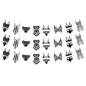 Sursurprise Lingerie Party Decorations, 3PCS Bras and Panties Banners Black for Lingerie Shower Underwear Bachelorette Bridal Shower Decorations Hen Wedding Party Supplies