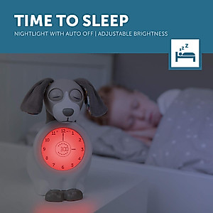 Zazu Davy The Dog - Interactive Sleep Trainer Clock & Nightlight for Kids - Color-Changing, Dual Time Display, Light-Up Alarm Clock - Teaches Kids When to Wake Up - in Soothing Taupe