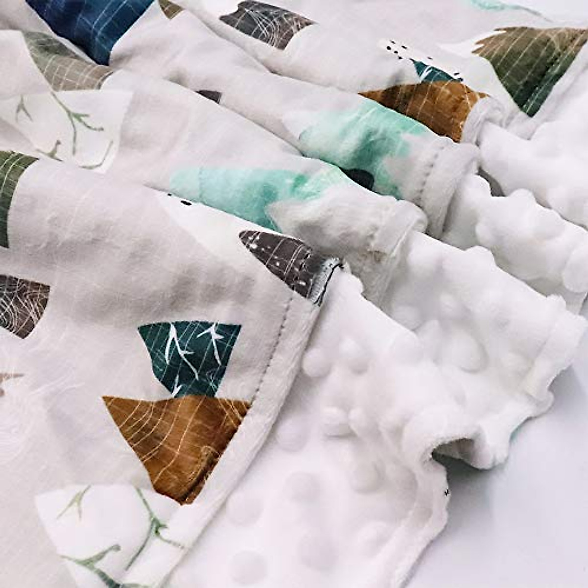 TANOFAR Baby Blankets & Diaper Organizer Stackers, 30 x 40 Inch Minky Blanket, 2pcs Baby Nursery Diaper Stacker, Mountains