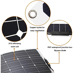 Solar Panel Solar Panel Kit 50W 18V Battery Charger Monocrystalline Pv Module with Solar Panel + Solar Controller + Car Charger + Battery Clip + Carabiner + Suction Cup, for Rv Camping Trail