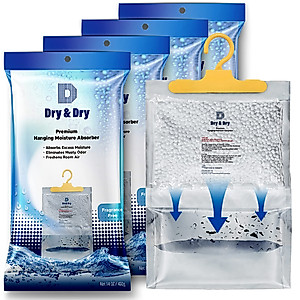 Dry & Dry 4 Pack[14 OZ] Premium Moisture Absorbers Dehumidifiers for Home Dehumidifier for Basement Dehumdifiers for Bedroom Small Dehumidifiers - Dehumidifiers Moisture Absorber