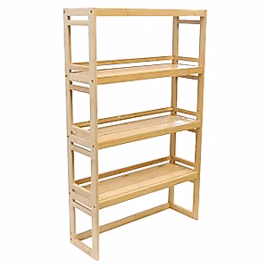 RoyalHouse Bamboo Rack, 4-Tier Shelving Unit, Perfect Storage Organizer for Bathroom, Living Room, Kitchen, Entryway, Closet