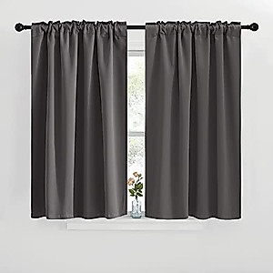 NICETOWN Blackout Window Curtains for Camper - (Grey Color) 42x40 Inch, 2 Panels Set, Thermal Insulated Room Darkening Blackout Drapes/Draperies with Rod Pocket & Back Tab for Loft