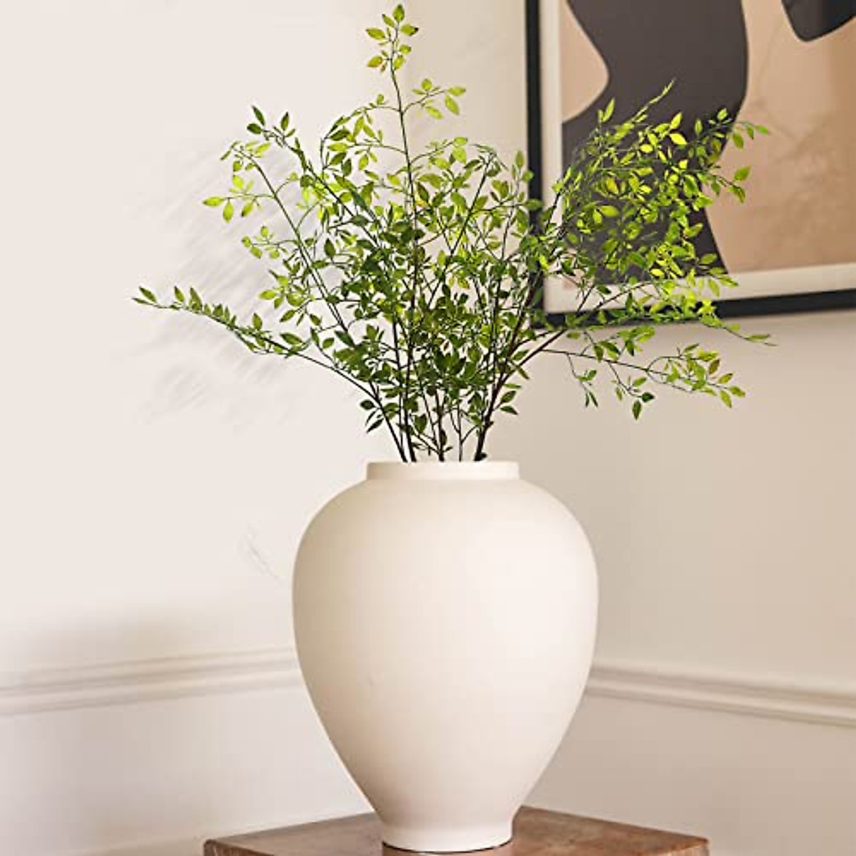 Melorca&Guilla Artificial Plants,2PCS 43.3" Green Nandina Faux Branches for Vase,Artificial Plants for Shop Garden Office Home Décor