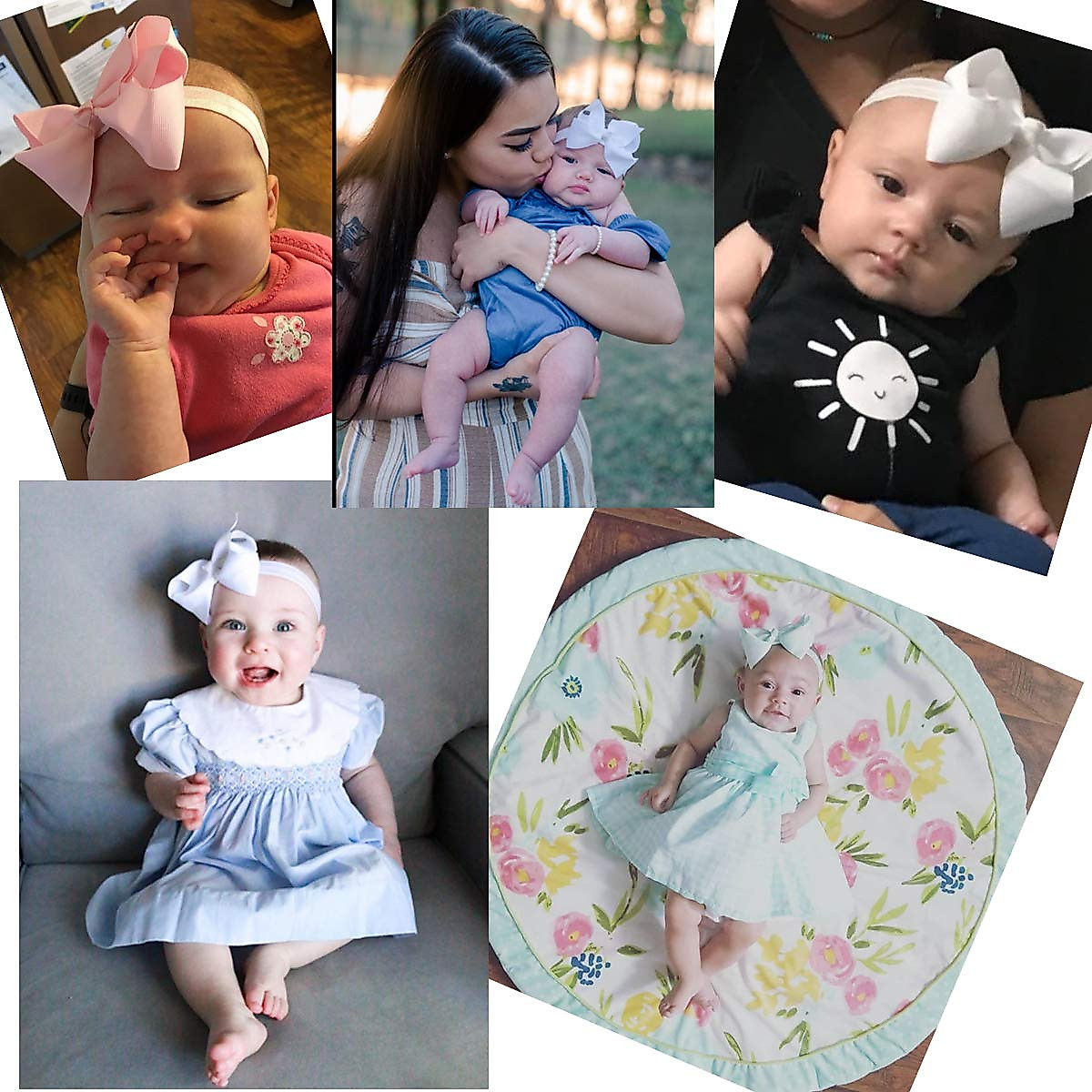 CÉLLOT Baby Girls Headbands Grosgrain Ribbon 4.5" Hair Bows Headband Big Bow Hair Bands for Toddler Pack of 40