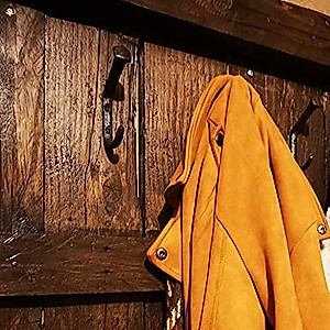 Dicunoy 8PCS Rustic Cast Iron Hooks, Wall Mounted Farmhouse Coat Hangers, Heavy Duty Vintage Black Railroad Spike Hooks for Hanging Coats, Bags, Hats, Towels, Keys, Clothes, Scarf