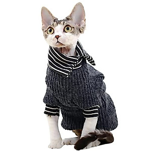 Bonaweite Sphynx Hairless Cat Sweater Turtleneck Cats Clothes Wear Soft Knitted Kitten Pullover Outfits Handsome Cat Apparel Pet Clothing Shirts Jumpsuit for Sphinx, Cornish Rex, Devon Rex, Peterbald