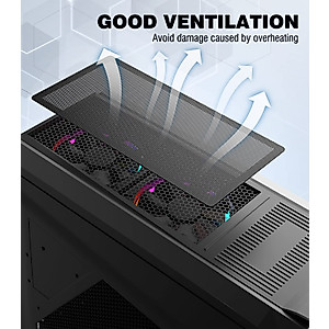 MoKo 140 x 280mm PC Case Magnetic Dust Mesh Filter, 0.5mm PVC Mesh Hole Computer Cooler Fan Dust Filter, Magnetic Frame Dustproof Mesh Filter Cover Fan Filter Grills for Computer PC Case - 4PCS
