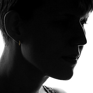 Solid 14K Yellow Gold 1mm Tube Cartilage Endless Flex Hoop Earrings | Huggies Hoops for Women | Hypoallergenic | Multi Piercing Cartilage Hoop Earrings | Continuous Round | Size, 10mm