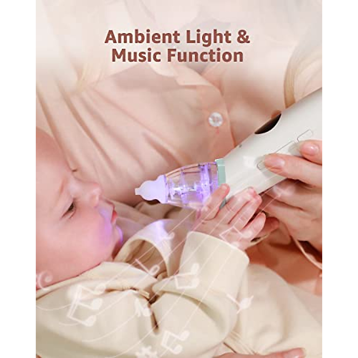 Baby Nasal Aspirator | Baby Nose Sucker | Baby Nose Cleaner, Automatic Booger Sucker for Baby, Rechargeable, with Pause & Music & Light Function（Green）