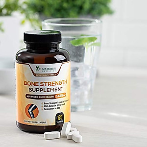 Bone Supplement with 1000 mg Calcium, Magnesium, Boron, Zinc, Vitamin D3 and K - Dietary Supplements for Bone Strength with Calcium Citrate and MCHA - Non-GMO, Gluten and Soy Free - 120 Capsules