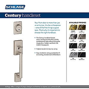 Schlage F58 CEN 619 Century Exterior Handleset with Deadbolt, Satin Nickel (Exterior Half Only)