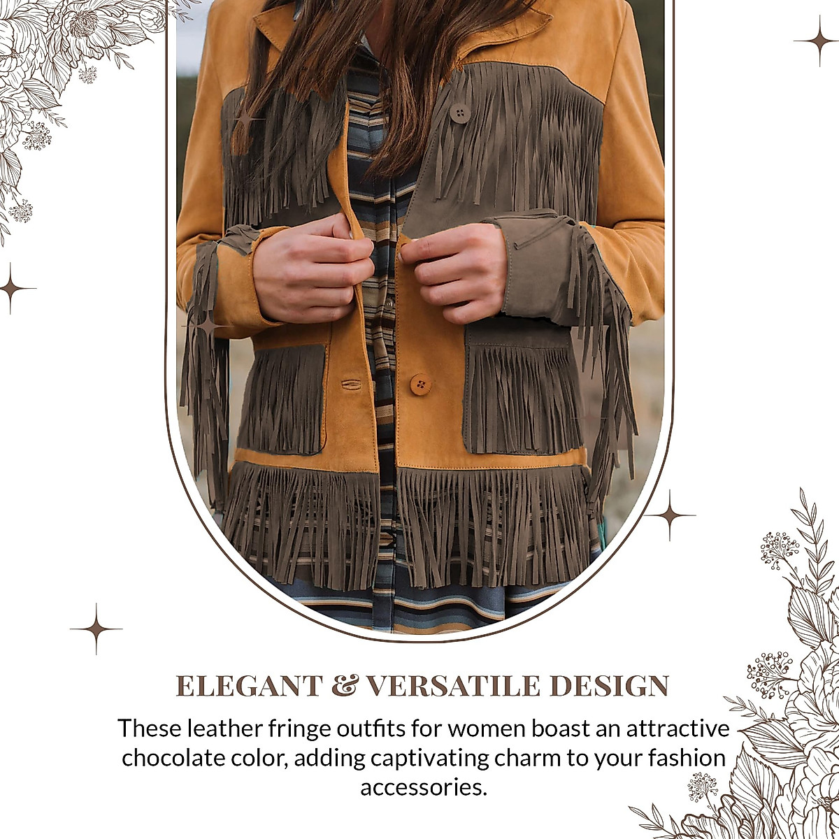 HHH Design Light Chocolate Leather Fringe | Leather Fringes are Designed for A Customizable Fit | Fringe Embellishment for Purses, Jackets or Other Accessories | Leather Fringe Outfits for Women