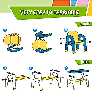 TinyGeeks Kids Table and Chairs Set Safe for Children - New 2023 - Activity Table for Kids - Ideal for Drawing and Painting - Durable Toddler Table and Chair Set - Mesa para niños - Blue & Yellow