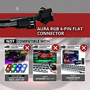 OPT7 Aura 2 PCS Splitter Y Cable with 4 Pin RGB Flat Connector for Motorcycle, Cruiser, Sportsbike, Golf Cart, ATV, UTV, Snowmobile, Boat, Car Interior Lights