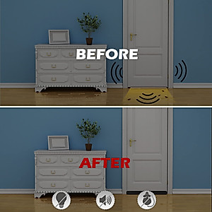 C CELAINER Door Draft Stopper, Draft Stopper for Bottom of Doors, Under Door Draft Blocker, Bottom Seal Weather Stripping, Removable and Washable, Sound Blocker, Adjustable Door Sweeps 37 inch (Black)