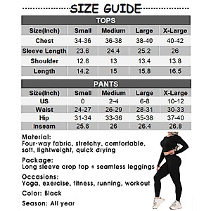 YOFIT Exercise Outfits for Women 2 Pieces Seamless Yoga Outfits Gym Crop Top and Leggings Set Black Tracksuits 2 Piece