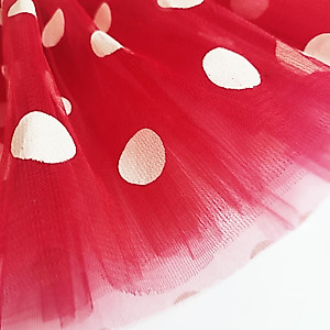 Red and White Polka Dots Tutu for Girls Princess Ballet Tulle Tutu Dress-Up Birthday Christmas Tutu Costume 3-8Y